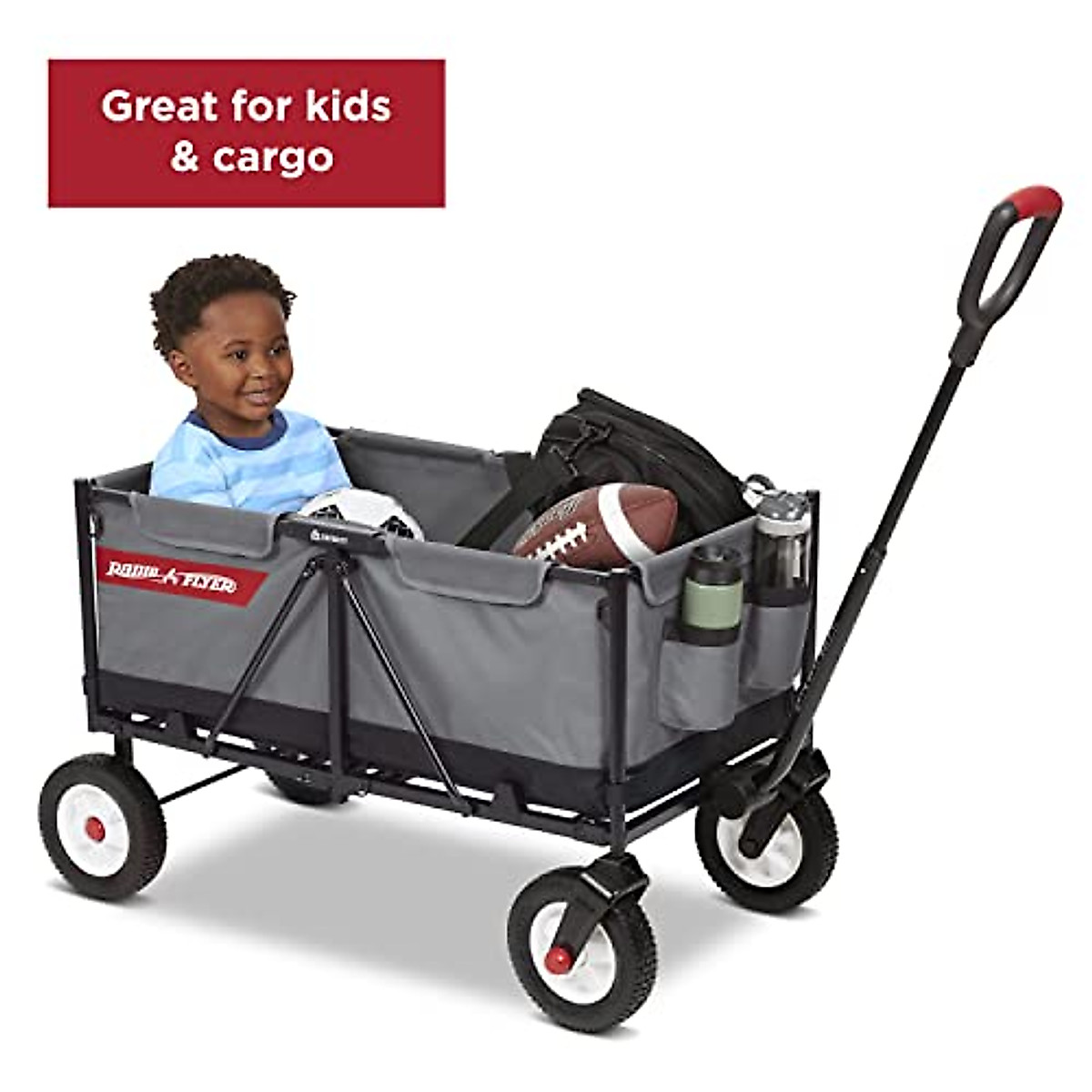 Radio Flyer The Beast EZ Fold Maximum Capacity Heavy-Duty Kid & Cargo Wagon, Collapsible Wagon for Ages 1.5-6 Gray
