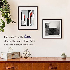 TWING Picture Frames 12x12 Set of 3, Black Large Gallery Wall Frame Set Display Photos 8 x 8 with Mat or 12 x 12 without Mat Wall Mounting Composite Wood