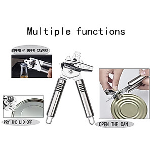 Can Opener, Stainless Steel Multifunctional Tin & Can Opener, Manual Kitchen Tool, Professional Ergonomic Heavy Duty Safety Manual Can Opener for Seniors With Arthritis At Hand