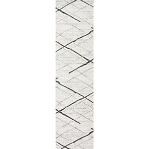 nuLOOM 2x10 Thigpen Contemporary Area Rug, Grey, Abstract Lines, Non-Slip Backing, Stain Resistant, For Bedroom, Dining Room, Living Room, Hallway, Office, Kitchen, Entryway