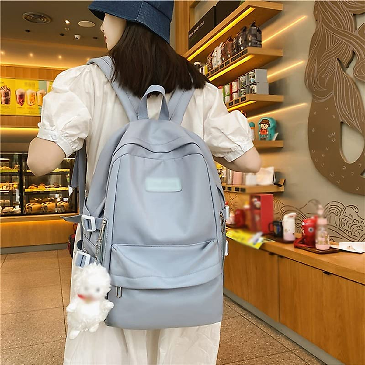 DINGZZ Waterproof Nylon Women Bags School Backpack for Teenagers Girls Travel Backbag Small Bookbag (Color : E, Size : 32 * 13 * 44CM)
