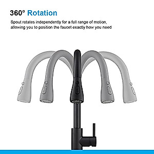 Ibergrif Kitchen Faucets, Matte Black Kitchen Faucet with Pull Down Sprayer, High Arc Single Handle Stainless Steel Sink Faucets, Kitchen Sink Faucets for Farmhouse, Camper, Laundry, Rv, Wet Bar