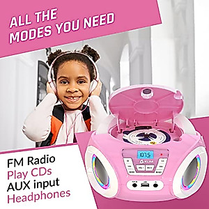 TinyGeeks Kids Table and Chairs Set Safe for Children Activity Table for Kids and Candy Kids Portable CD Player for Kids FM Radio - Batteries Included Bundle