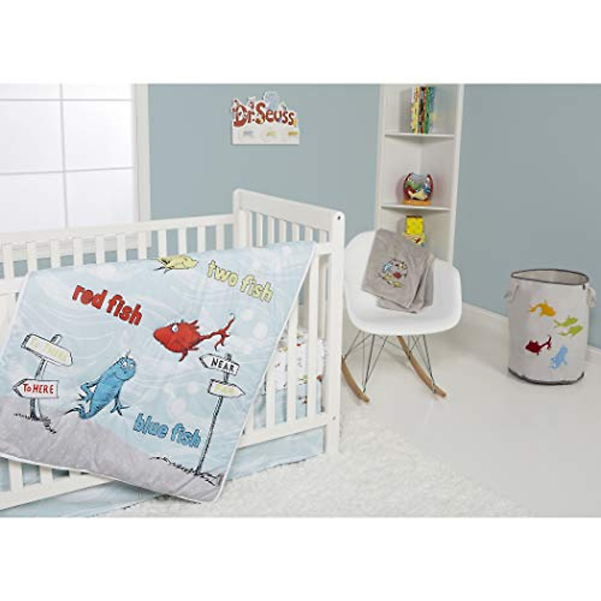 Trend Lab Dr. Seuss One Fish Two Fish 4Piece Crib Bedding Set Nursery Baby Bedding