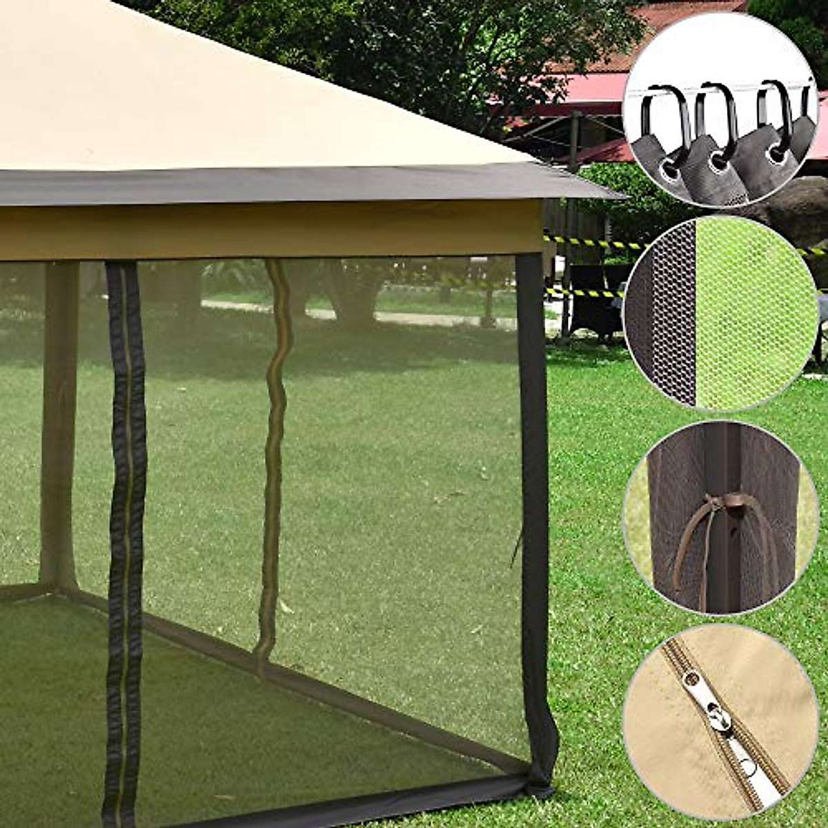 Yescom All-in-1 11x11ft Pop-Up Gazebo Tent with Mesh Sidewall Carry Bag Sunshading Shelter for Outdoor Yard Garden Patio