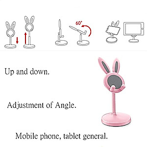 RUITASA Cute Bunny Phone Holder, Bunny Stand for Nintendo Switch, Bunny Stand Up, Kawaii Cell Phone Holder with iPhone, iPad, Tablets, Smartphones (Pink)