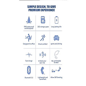 AMAVBTG Bone Conduction Headphones, Bluetooth 5.3, Bone Conduction Earbuds Buit-in 32G TF Card Waterproof Wireless Open Ear Earphones for Cycling Workout Gym