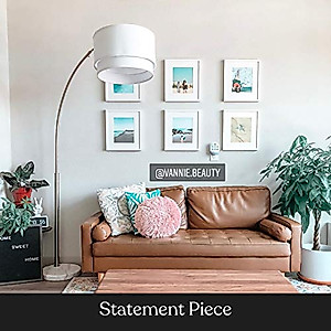 Brightech Mason Arc Floor Lamp - Modern Corner Standing Lamp with Unique Hanging Drum Lamp Shade for Living Room - Bright Overhead, Curved Hanging Light for Bedroom. Library, Den - Bronze