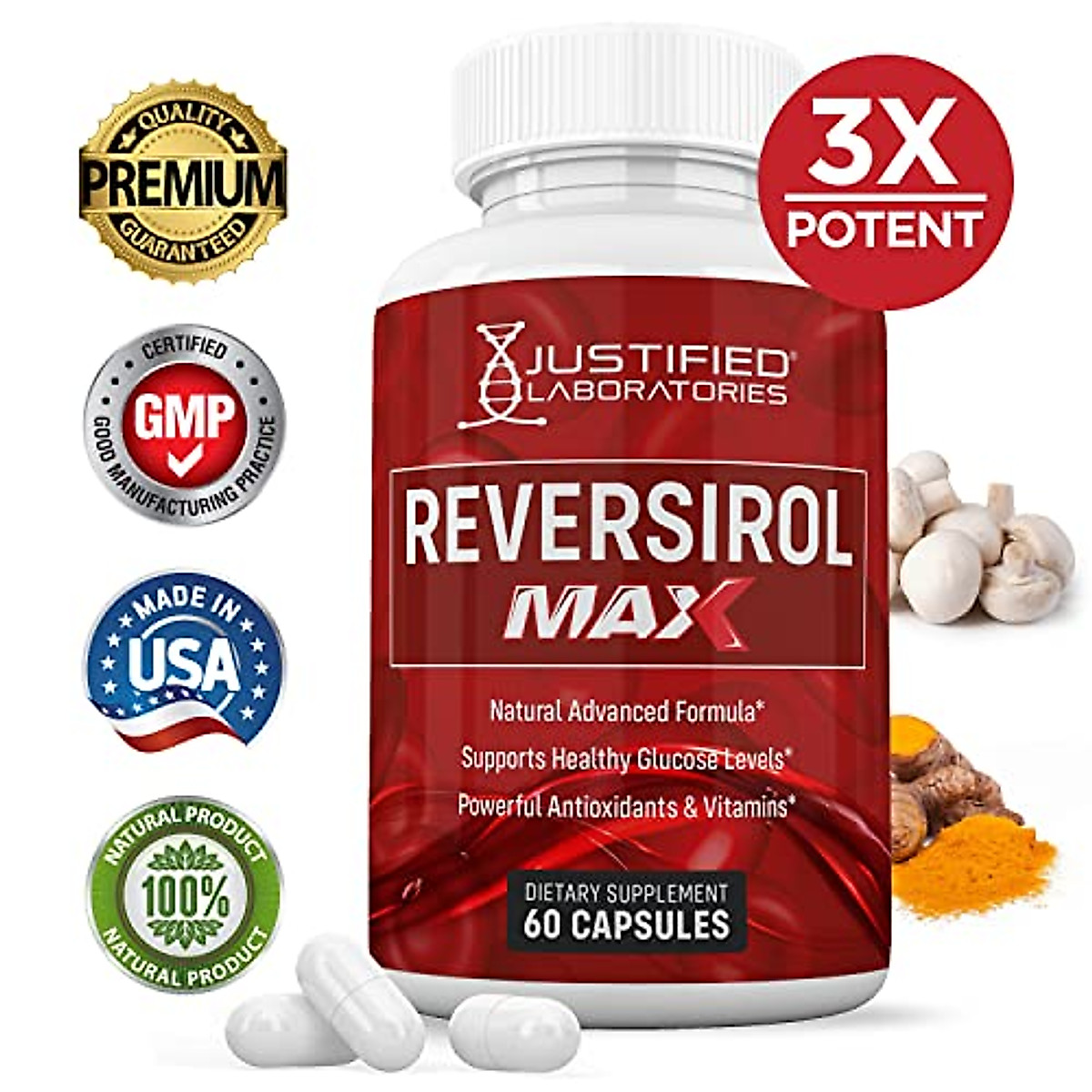 (3 Pack) Reversirol Max 1295MG Formula All Natural Cardiovascular Support Supplement Pills 180 Capsules