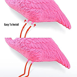 Ohuhu Family Flamingo Yard Ornaments, Set of 3 (32", 31", 19") Bright Pink Flamingos Ornaments with Metal Feet Stakes for Garden Yard Patio Party Decoration, Outdoor Decor Gardening Gift