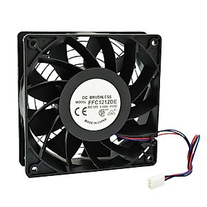 HIGHFINE 12cm 120mm 200CFM 4000RPM CPU Cooling Fan FFC1212DE 12V DC 3-Pin 3-Wire PC Computer High CFM Cooling Case Fan with Metal Finger Guard Grill