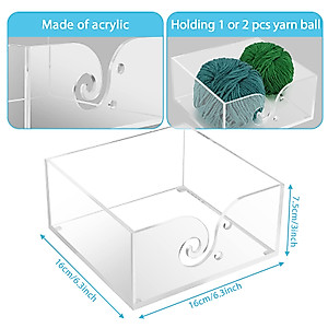 Transparent Acrylic Yarn Bowl Holder, Knitting Kit Wool Storage Cube with Holes Crochet Accessories Organizer Dispenser Preventing Slipping and Tangles