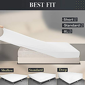 Soft Stretch Queen Size Fitted Sheet Only - Jersey Knit, Cozy T-Shirt Like & 4-Way Stretchy Snug Fit & Stay in Place, No More Slipping Off for Mattress (Deep: 5"-16") - White, Queen