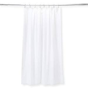 Grab Bar Specialists Heavy Weighted Shower Curtain - for Walk-in Shower Threshold / Use with Collapsible Dam for Water Barrier / 3-Ply Textured Vinyl / White / 48" x 72"