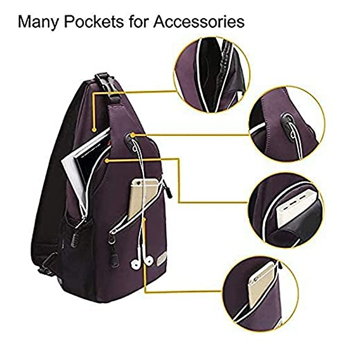 MOSISO Mini Sling Backpack,Small Hiking Daypack Travel Outdoor Casual Sports Bag, Purple