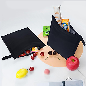 Moyad Reusable Sandwich Bags Set of 2, BPA Free Insulated Lunch Bags for Men Women, Compact Snacks Bags for Picnic, Travel, Office (Black)