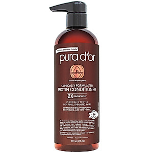 PURA D'OR 16 Oz Professional Grade Clinically Formulated Biotin Conditioner - Daily Hair Care Routine For Thinning Hair - 2X Concentrated DHT Blocker Hair Thickening Products For Women & Men