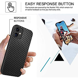 BENTOBEN Campatible with iPhone 12 Case and iPhone 12 Pro Case 6.1 inch (2020),Slim Thin Shockproof Protective Hybrid Hard PC Soft TPU Bumper Drop Protection Boys Men Phone Covers, Black/Carbon Fiber
