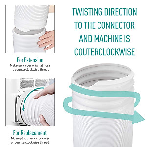 AGPTEK Exhaust Hose for Portable Air Conditioner, 5.9 Inch Diameter AC Vent Hose, Replacement for 5.9 inch Exhaust Vent Tube -Counter Clockwise Thread, 59 Length