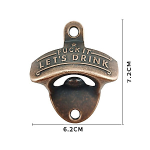 AYRXG 2 Pcs Wall Mounted Bottle Opener Vintage Beer Bottle Opener Suitable for Bars KTV Hotels Homes(Red bronze，Black)