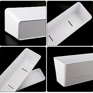 Window Boxes Planters, GREANER 3PCS 16x3.8 Inch Large Herb Planters with Tray, Indoor Succulent Cactus Flowers Vegetable Plastic Rectangle Pots for Balcony, Office, Garden, Outdoor, Windowsill (White)