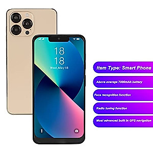 iP13 Pro Unlocked Smartphone for 11, 6.2 FHD Unlocked Cell Phone, Face Unlock, 4GB 64GB, Dual SIM, 7000mAh, Dual Camera, T Mobile,for Support (Gold)