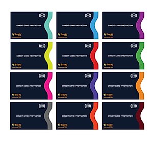 Boxiki Travel Set of 12 RFID Blocking Sleeves Best way to Protect your Cards from Electronic Theft. Durable, Lightweight and Compact Design to fit in any Pocket or Purse. (Navy Blue)