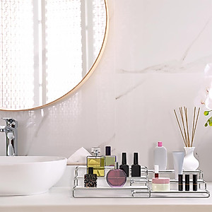 DecoBros Spice Rack 3 Tier Expandable Cabinet Spice Organizer Step Shelf Organizer (31.75~63.50 cm), Chrome