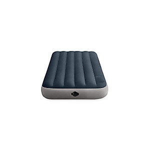 Intex 64781E Dura-Beam Standard Single-High Air Mattress: Fiber-Tech – Twin Size – 2-Step Pump – 10in Bed Height – 300lb Weight Capacity