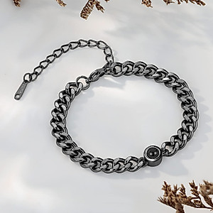 LoraPetid Custom Bracelets with Picture inside Personalized Photo Projection Bracelets for Women Men Anniversary Memorial Gifts for Couples Boyfriends Girlfriend