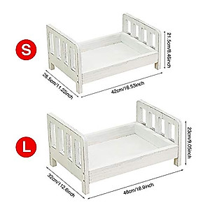 Erthree Baby Photography Bed Baby Photo Props White Wood Doll Bed Detachable Photo Background for Baby Photo Studio