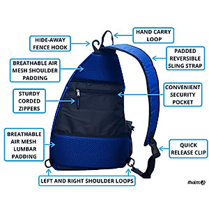 McEtt Pickleball Sling Bag – Adjustable Crossbody Backpack for Women Men – Holds Pickleballs, Paddles, Water Bottle, Gear