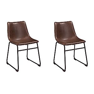 Signature Design by Ashley Mid Century Centiar Dining Bucket Chair, 2 Count, Black and Brown
