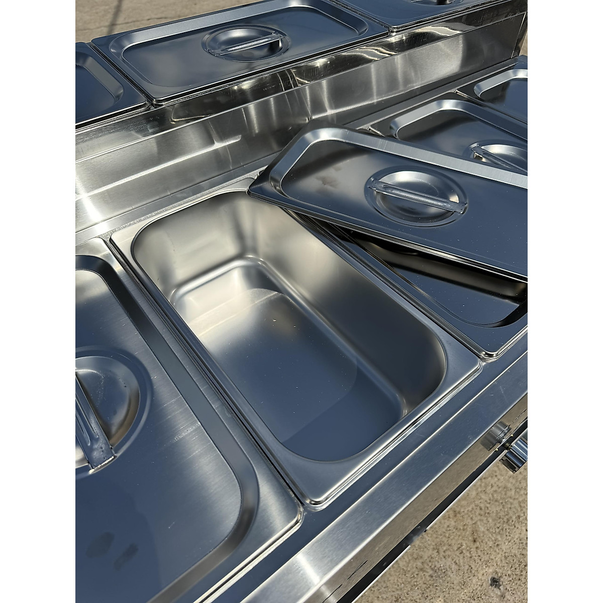 Acero Pro 5 Container Outdoor Steam Table Food Warmer Cart (Propane) - 3 Condiment Containers - Total 8 Standard 1/3 Pans (12" x 6" x 4") - Stainless Steel - Portable for Home, Commercial, & Catering