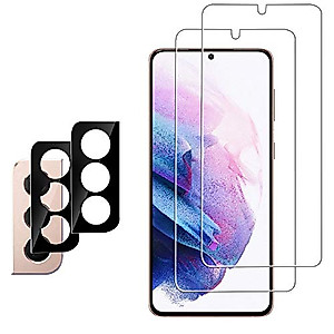 Ferilinso [4 Pack] 2 Pack Screen Protector for Samsung Galaxy S21 5G, [NOT Fit S21+Plus], with 2 Pack Camera Lens Protector [100% Support Ultrasonic Fingerprint Unlock-Super Fast] [Case Friendly]