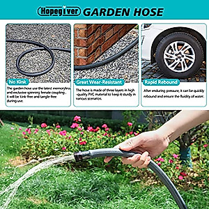 Hopegiver 5/8"x15FT Flexible Garden Hose, Hybrid Water Hose Heavy Duty, Kink Free, Leakproof, Lightweight, Garden Hose for Outdoor, Lawn, Car Wash, Backyard, Burst 500 PSI