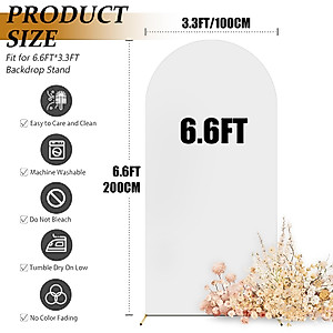 6.6FT Arch Backdrop Cover, Arch Stand Chiara Background Spandex Covers Fitted Round Top Wall Backdrop Stretchy Fabric for Wedding Ceremony Birthday Party Banquet Decoration White
