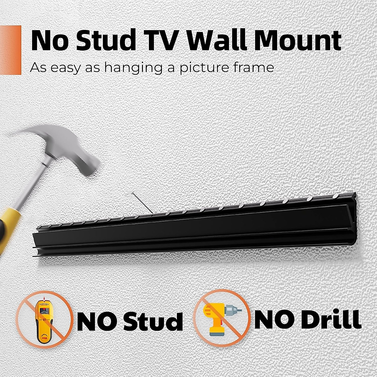 Studless TV Wall Mount, Heavy Duty Drywall TV Bracket Hanger for 26-55 inch Flat Screen TVs, No Stud, No Drill, No Anchors, Easy Install with All Hardware Included