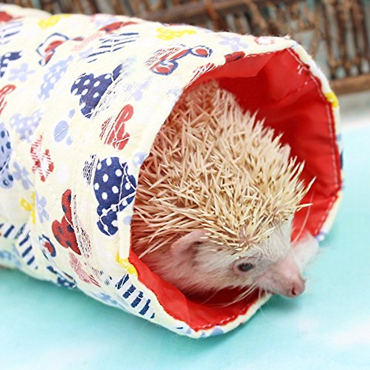 Small Animal Play Tunnel Excise Tube Hamster Toy - Collapsible Hut Bed Gift for Small Pet Chinchillas/Mice/Gerbil Rats/Chinchilla/Squirrel/Baby Guinea Pigs/Hedgehog (Beige2)