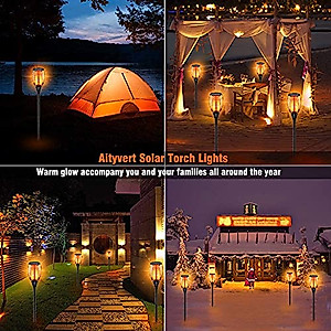 Aityvert Upgraded Larger Solar Torch Lights, Waterproof Outdoor Dancing Flames Lights, Flickering Flames Garden Lights, Landscape Decoration Pathway Patio Lights 43" 96 LED (6)