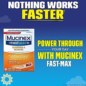 Mucinex Fast-Max Max Strength, Congestion & Headache Liquid Gels, 16ct