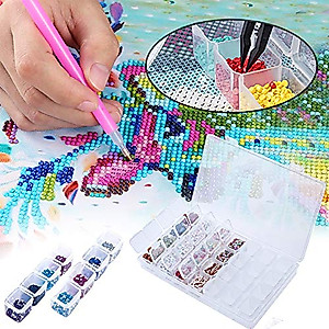 Terokota 3Pack 28 Grids Diamond Art Containers, Diamond Painting Bead Storage Box, Diamond Embroidery Gem Organize Case with 112Pcs Stickers