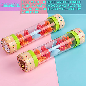 BIUWING Rainmaker Rain Sticks, Mini Wooden Musical Shake, Beaded Raindrops - Turn Over and Watch The Colorful Beads Flow Down The Tube as It Creates The Soothing Sound of Rain