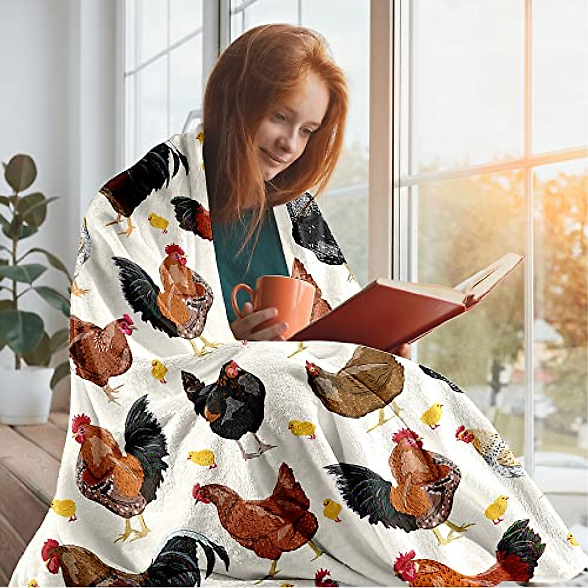 Chicken Fleece Plush Blanket Funny Rooster Lightweight Throw Blanket for Couch Bed Chicken Room Decor Fuzzy Super Soft Blankets Chicken Gifts for Kids Adults Women 50"x60" (Chicken, 50"x60")