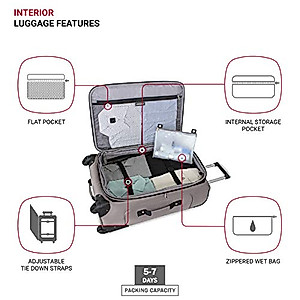 SwissGear Sion Softside Expandable Roller Luggage, Pewter, Checked-Medium 25-Inch