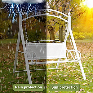 HSHBDDM Patio Swing Chair Outdoor Patio Swing Chairs Outdoor Porch Swing Outdoor Swing Chairs Waterproof and Sun-Proof for Patio Garden Poolside Yard White