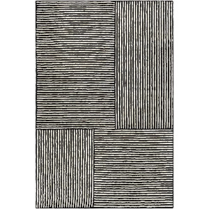 Mark&Day Area Rugs, 9x13 Lieveren Modern Black Area Rug Black White Carpet for Living Room, Bedroom or Kitchen (9' x 13')