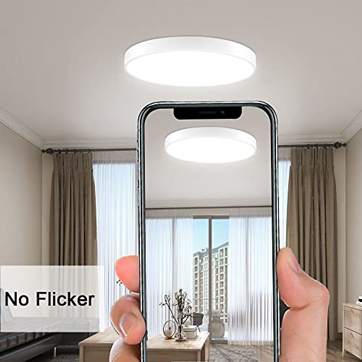 URLTZBRO 20W 10inch Round Flush Mount LED Ceiling Light,6000K Slim White Lighting Lamp Fixture for Bathroom Kitchen,Bedroom,Hallway,Easy Installition