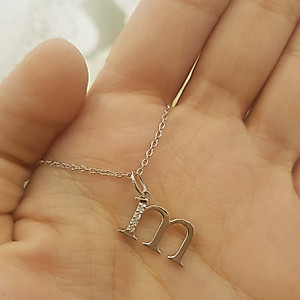 Dazzlingrock Collection 0.05 Carat (ctw) 18K Diamond Lowercase Letter 'm' Initial Pendant, White Gold