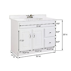 Design House Concord Bathroom Vanities, 36 x 21 inch, White